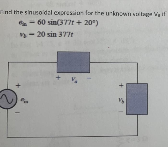 Solved Find the sinusoidal expression for the unknown | Chegg.com