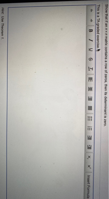 Solved Show that if an nxn matrix contains a row of zeros, | Chegg.com