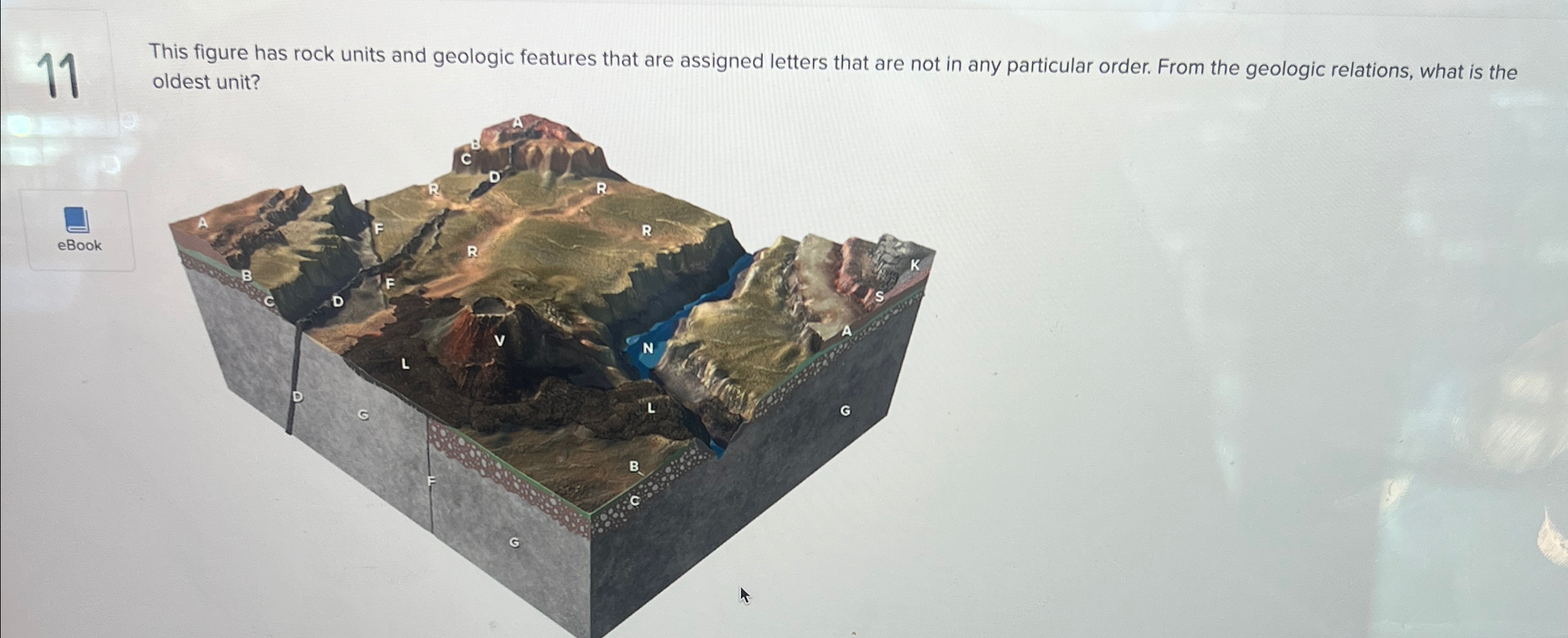 Solved 11This figure has rock units and geologic features | Chegg.com
