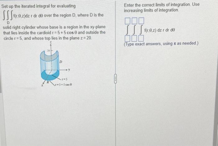 Solved Set up the iterated integral for evaluating | Chegg.com