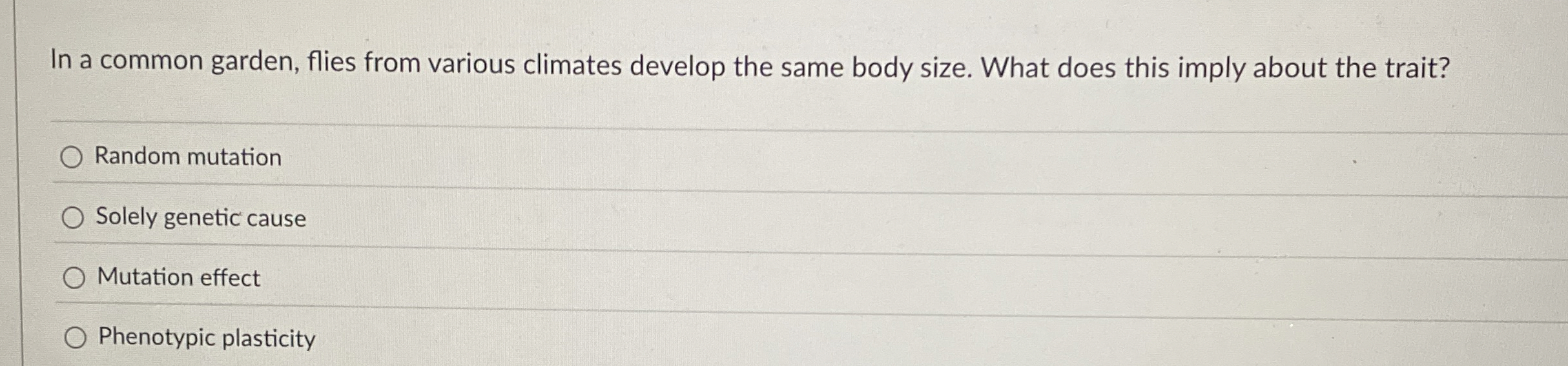 Solved In a common garden, flies from various climates | Chegg.com