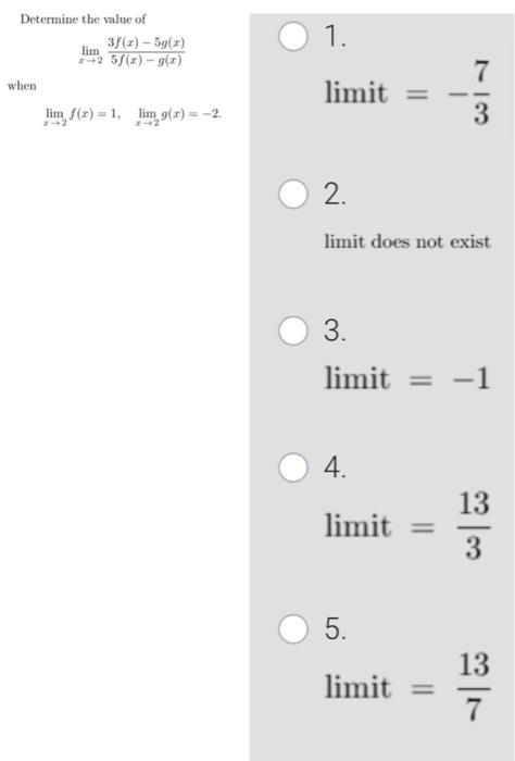 Solved 1. limit =−37 2. limit does not exist 3. limit =−1 4. | Chegg.com