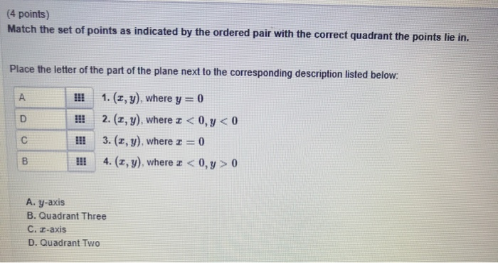 Solved (4 points) Match the set of points as indicated by | Chegg.com