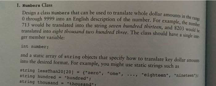 Solved a a 1. Numbers Class Design a class Numbers that can | Chegg.com