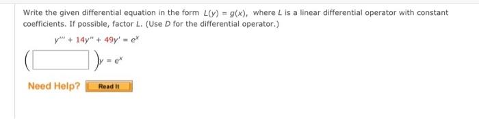 Solved Write the given differential equation in the form | Chegg.com