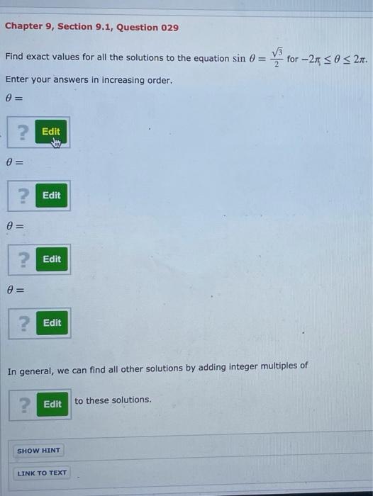 Solved Chapter 9 Section 91 Question 029 Find Exact 