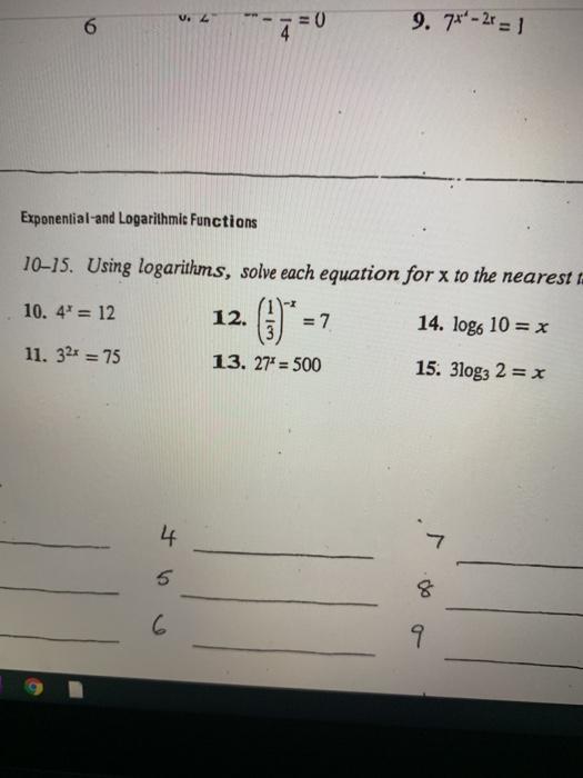 Solved Q Search Practice Solving Exp and Log Eq.pdf Exercise | Chegg.com