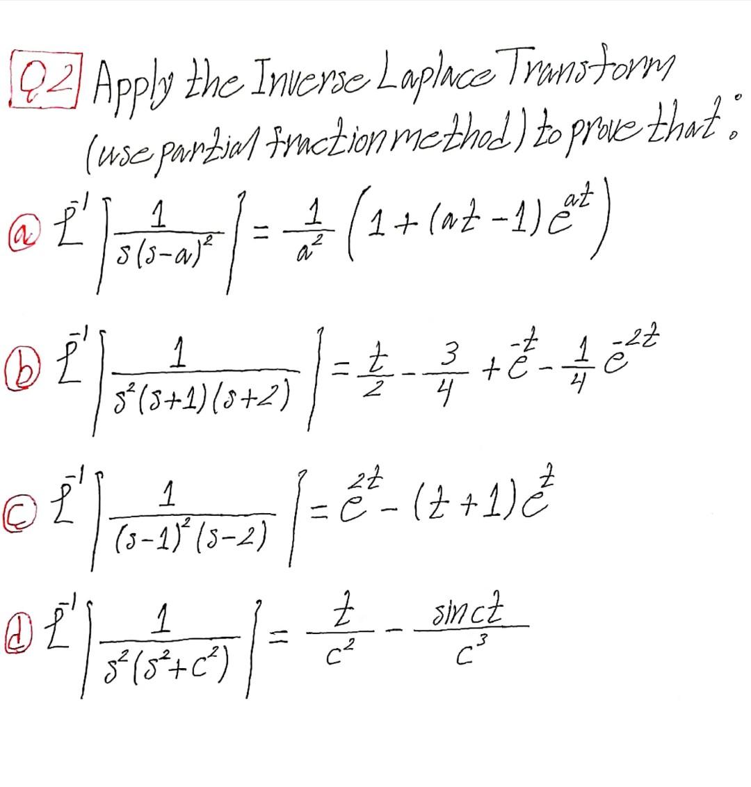 Solved Question on Inverse Laplace Transforms. Solve Q2(a, | Chegg.com