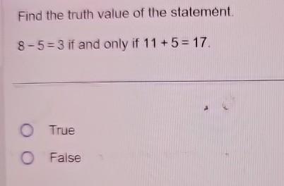 Solved Find the truth value of the statement 8-5=3 ﻿if and | Chegg.com