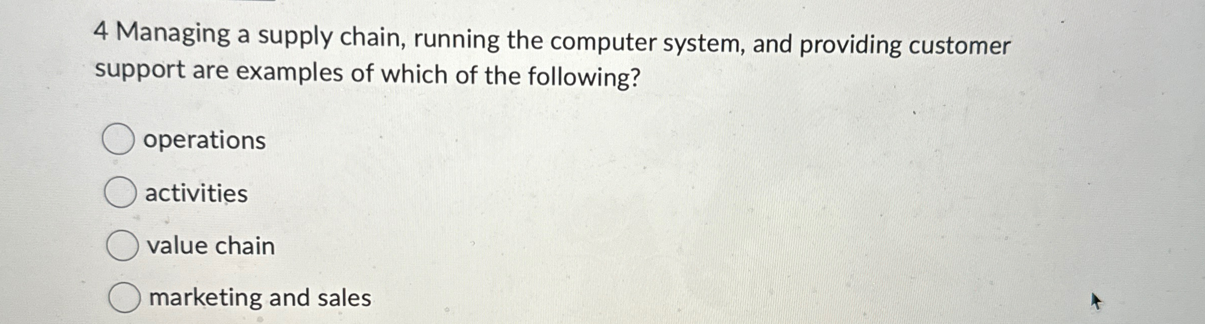 Solved 4 ﻿Managing a supply chain, running the computer | Chegg.com