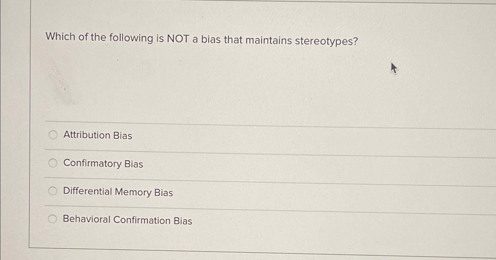 Solved Which of the following is NOT a bias that maintains | Chegg.com