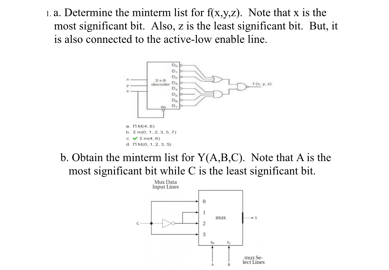 Solved PLEASE DO BOTH PARTS a. ﻿Determine the minterm list | Chegg.com