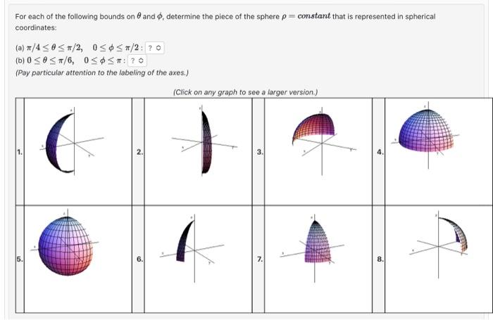 For each of the following bounds on θ and ϕ, | Chegg.com