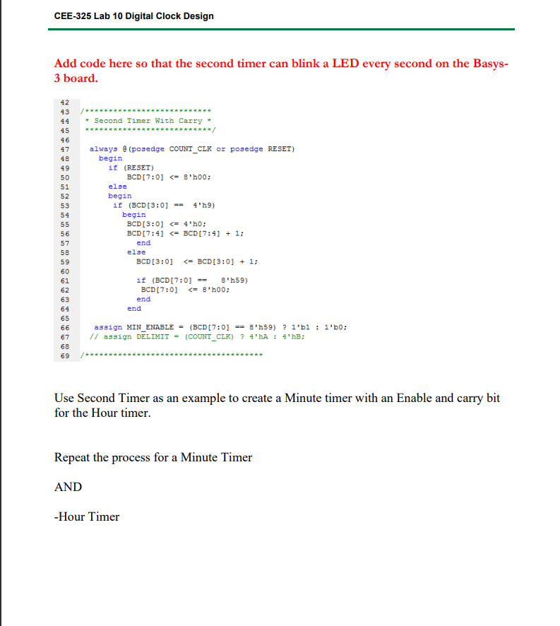 This lab is to design a 24-hour digital clock for | Chegg.com