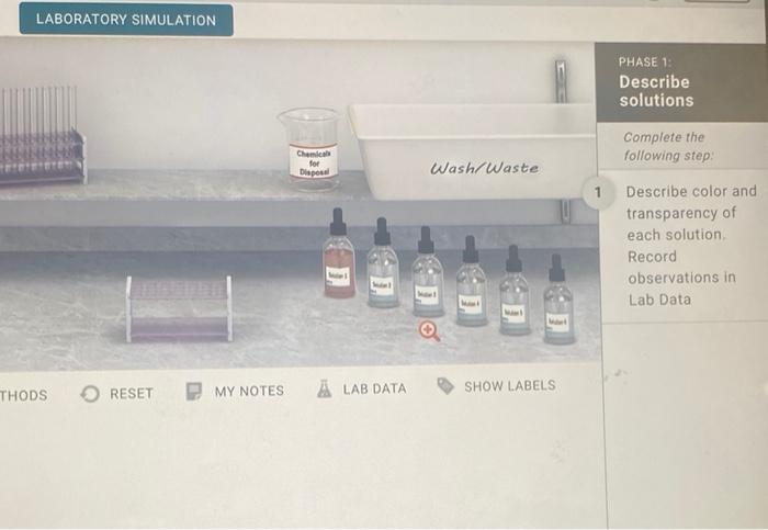 LABORATORY SIMULATION PHASE 1: Describe solutions | Chegg.com