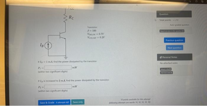 Solved Assume our (common emmitter) BJT model from class | Chegg.com