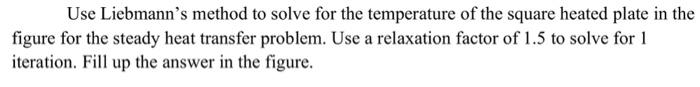 Solved Use Liebmann's method to solve for the temperature of | Chegg.com