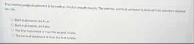 Solved The internal urethral sphincter is formed by circular | Chegg.com
