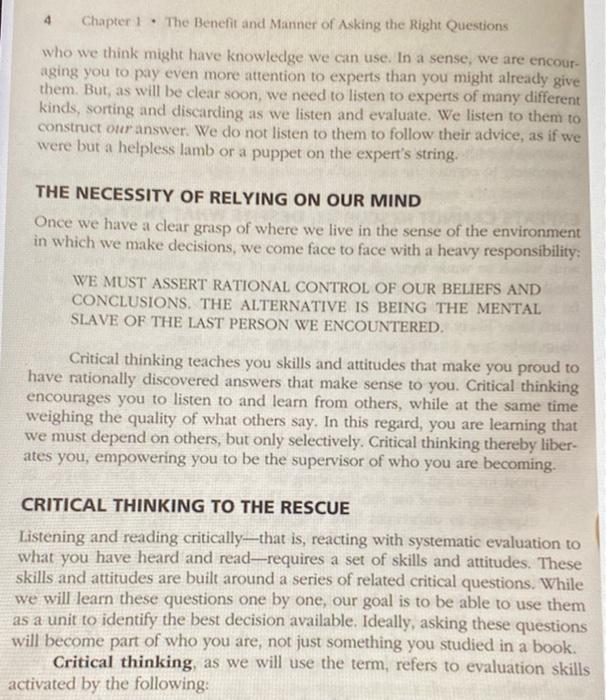 EXPERTS CANNOT RESCUE US, DESPITE WHAT THEY SAY We | Chegg.com