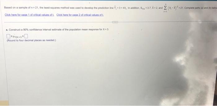 Solved A)b) construct a 90% prediction interval of | Chegg.com