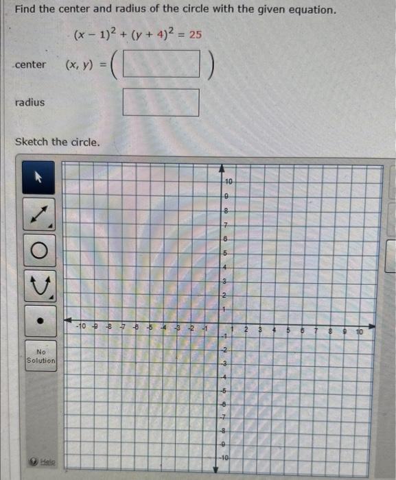 Solved Find the center and radius of the circle with the | Chegg.com