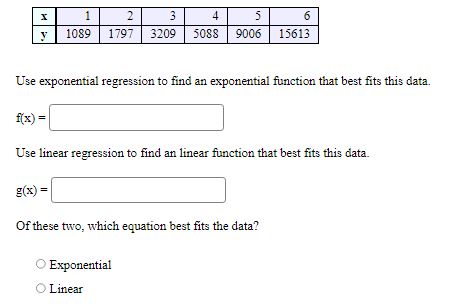 Solved Use exponential regression to find an exponential | Chegg.com