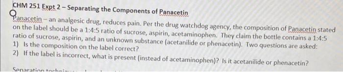 Solved CHM 251 Expt 2 - Separating the Components of | Chegg.com