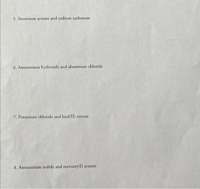 Solved Precipitation Reaction Equations Worksheet Solubility | Chegg.com