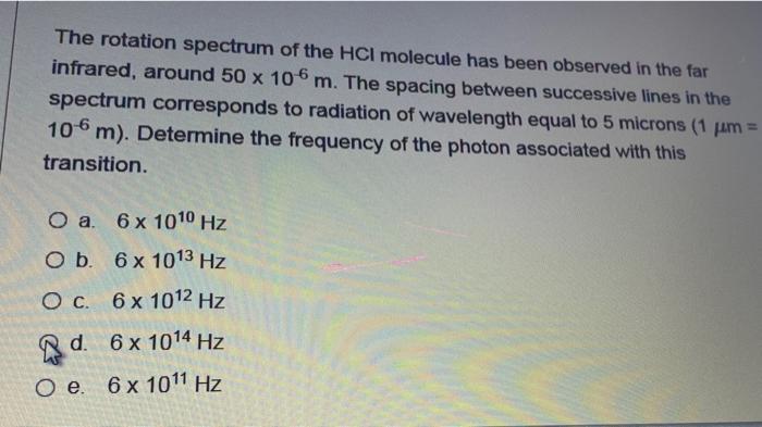 Solved The rotation spectrum of the HCI molecule has been | Chegg.com