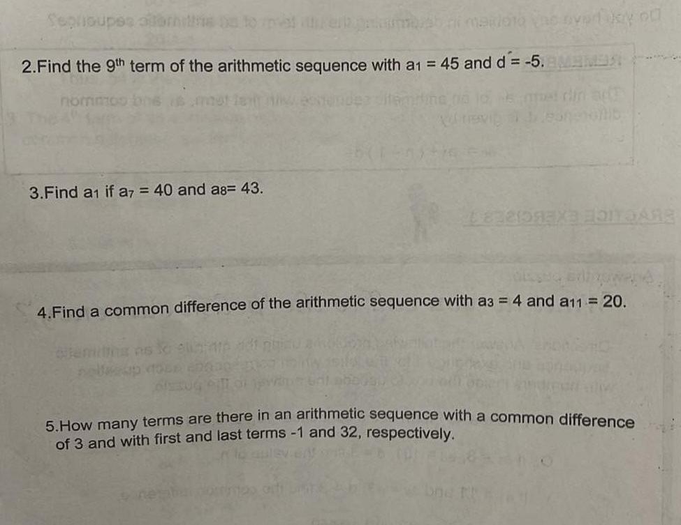 Solved Soroupas dobou 2. Find the 9th term of the arithmetic | Chegg.com