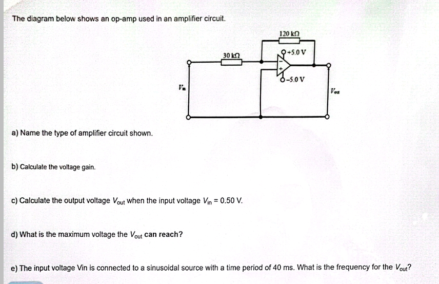 Solved The diagram below shows an op-amp used in an | Chegg.com