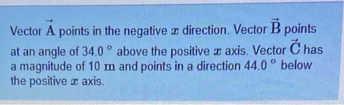 Solved Vector A points in the negative direction. Vector B | Chegg.com