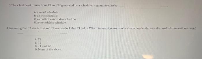 Solved Consider the following two transactions: | Chegg.com