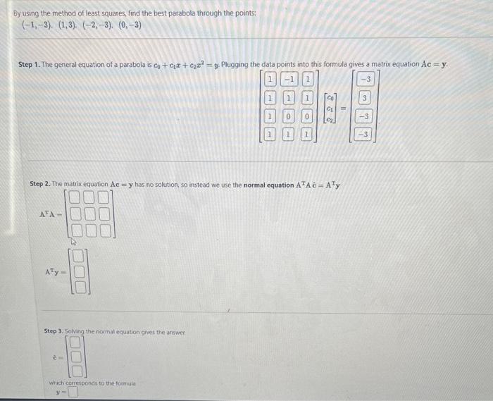 Solved By using the method of least squares, find the best | Chegg.com