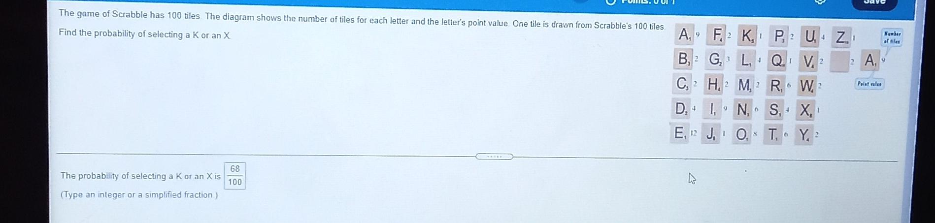 Solved The game of Scrabble has 100 tiles The diagram shows | Chegg.com
