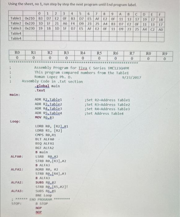 Using the sheet, no 1, run step by step the next | Chegg.com