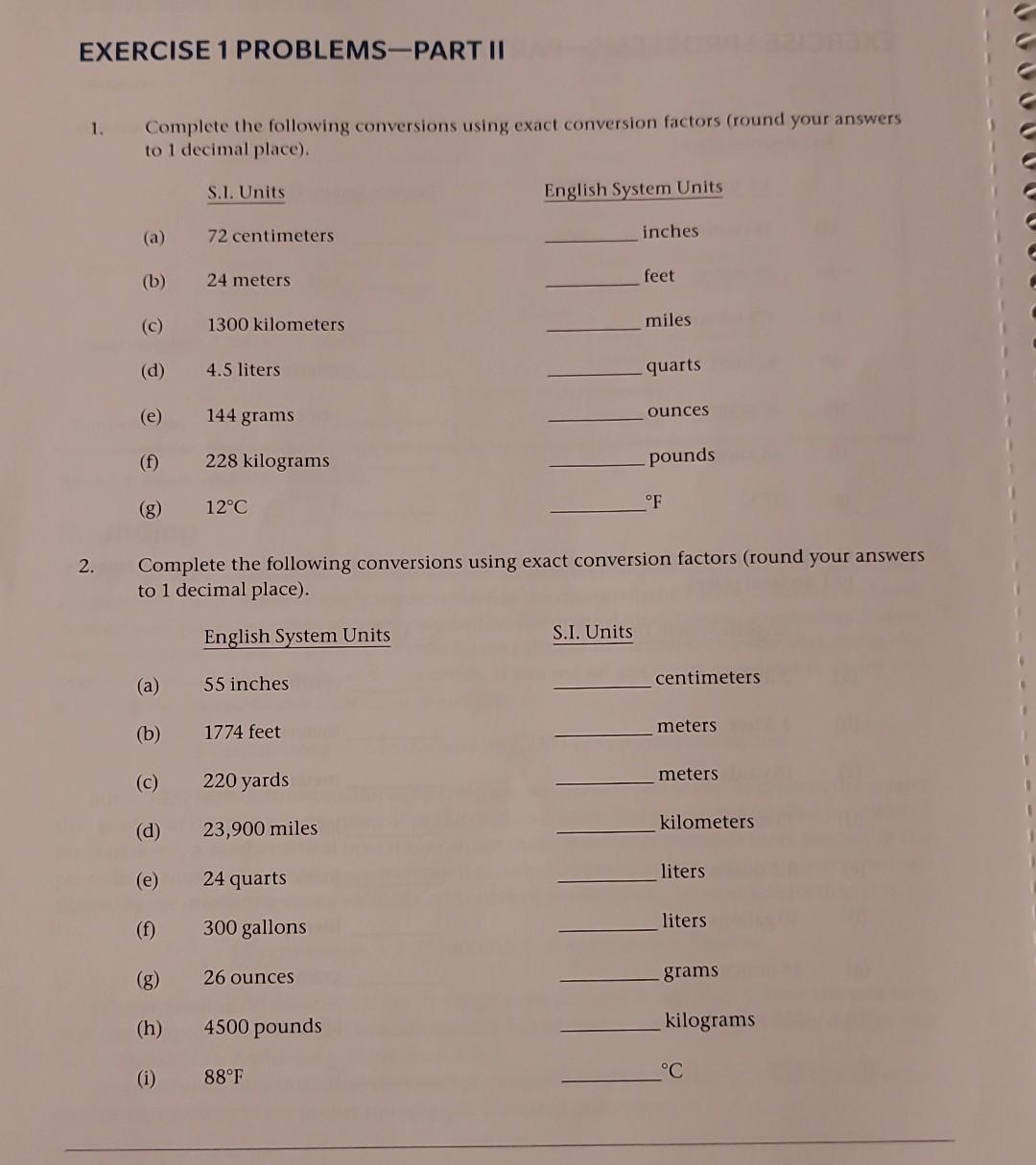 Solved Metric Conversions Objective: To practice making unit | Chegg.com