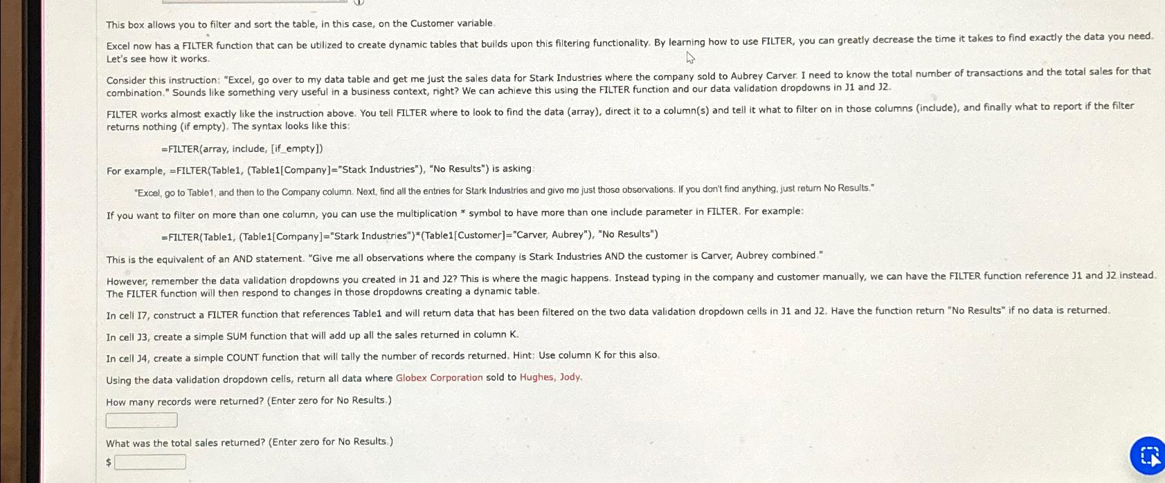 Solved This box allows you to filter and sort the table, in | Chegg.com