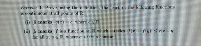 Solved Exercise 1. Prove, using the definition, that each of | Chegg.com