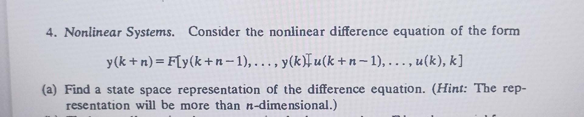 Solved 4. Nonlinear Systems. Consider the nonlinear | Chegg.com