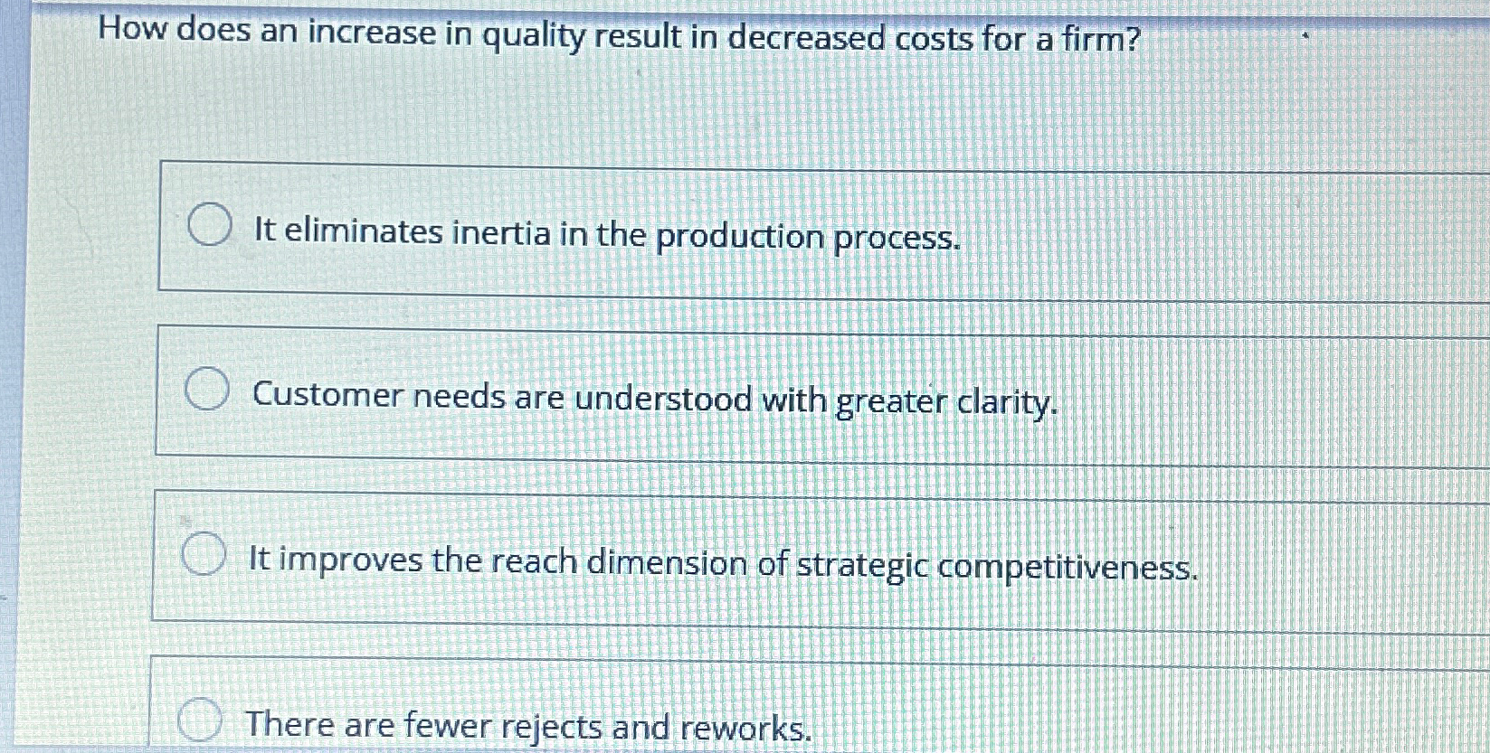 Solved How does an increase in quality result in decreased | Chegg.com
