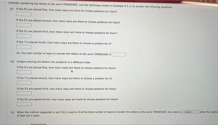 Solved Consider reordering the letters in the word | Chegg.com