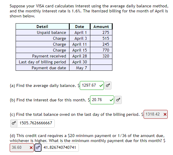 Solved Suppose your VISA card calculates interest using the | Chegg.com