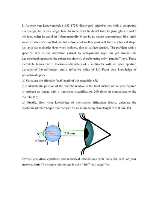 Solved 1. Antonie van Leeuwenhoek (1632-1723) discovered | Chegg.com