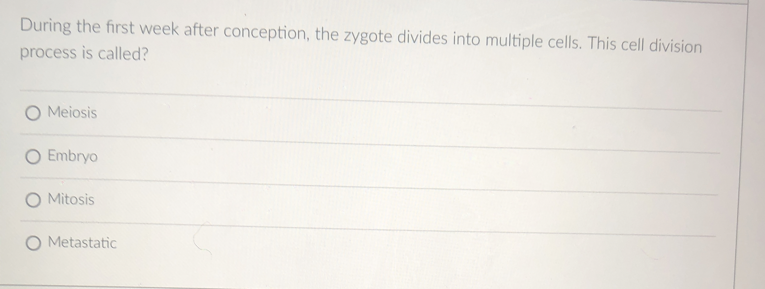 Solved During the first week after conception, the zygote | Chegg.com