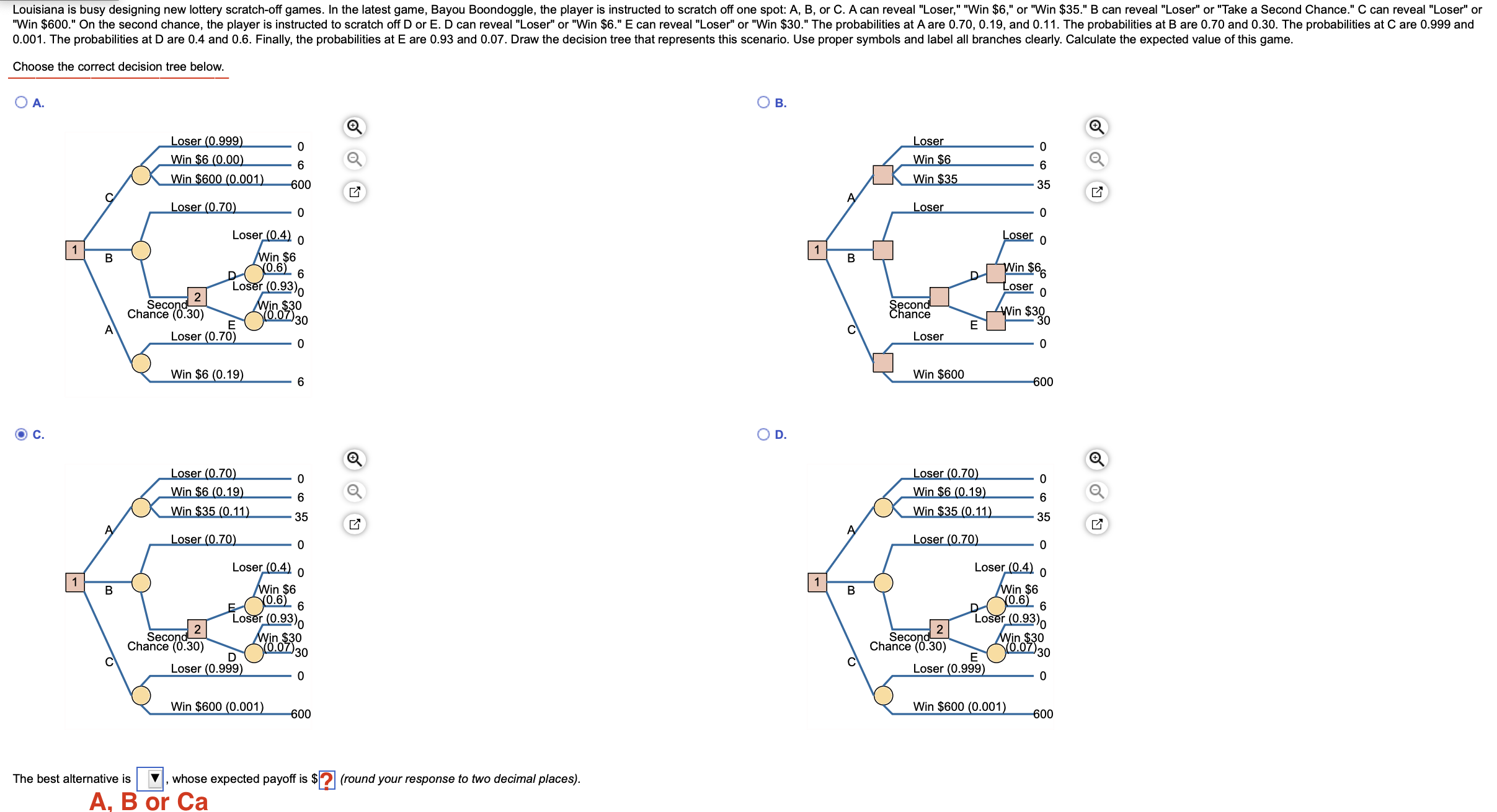 Solved Choose the correct decision tree below. (Operations | Chegg.com