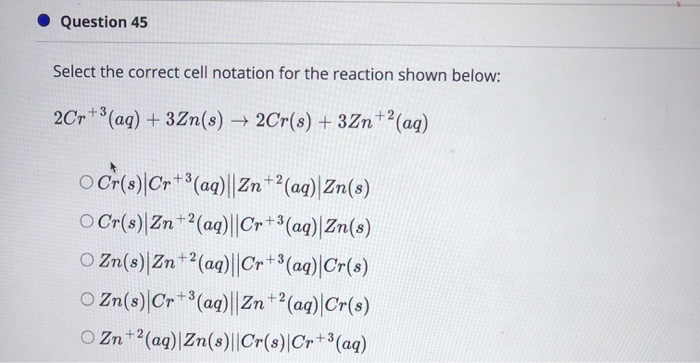 Solved Question 45 Select the correct cell notation for the | Chegg.com