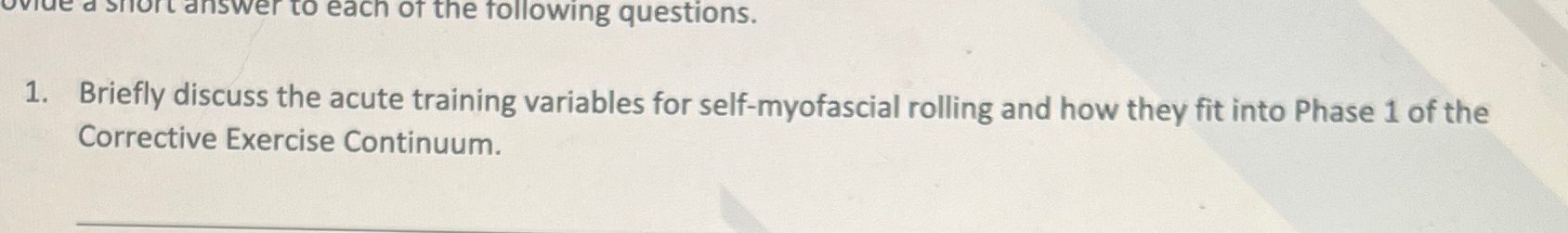 Solved Briefly discuss the acute training variables for | Chegg.com