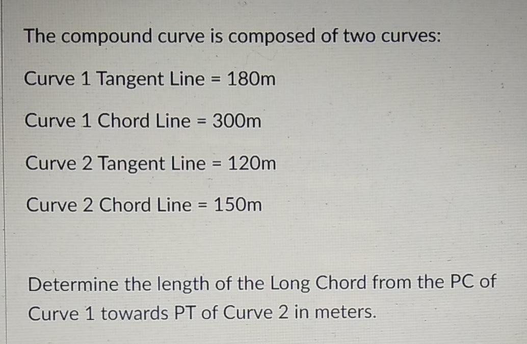 Solved The compound curve is composed of two curves: Curve 1 | Chegg.com