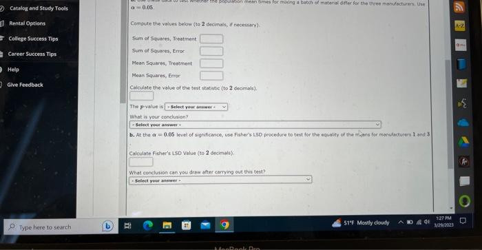 Solved To teat Whether the mest time needed to mix a batch | Chegg.com